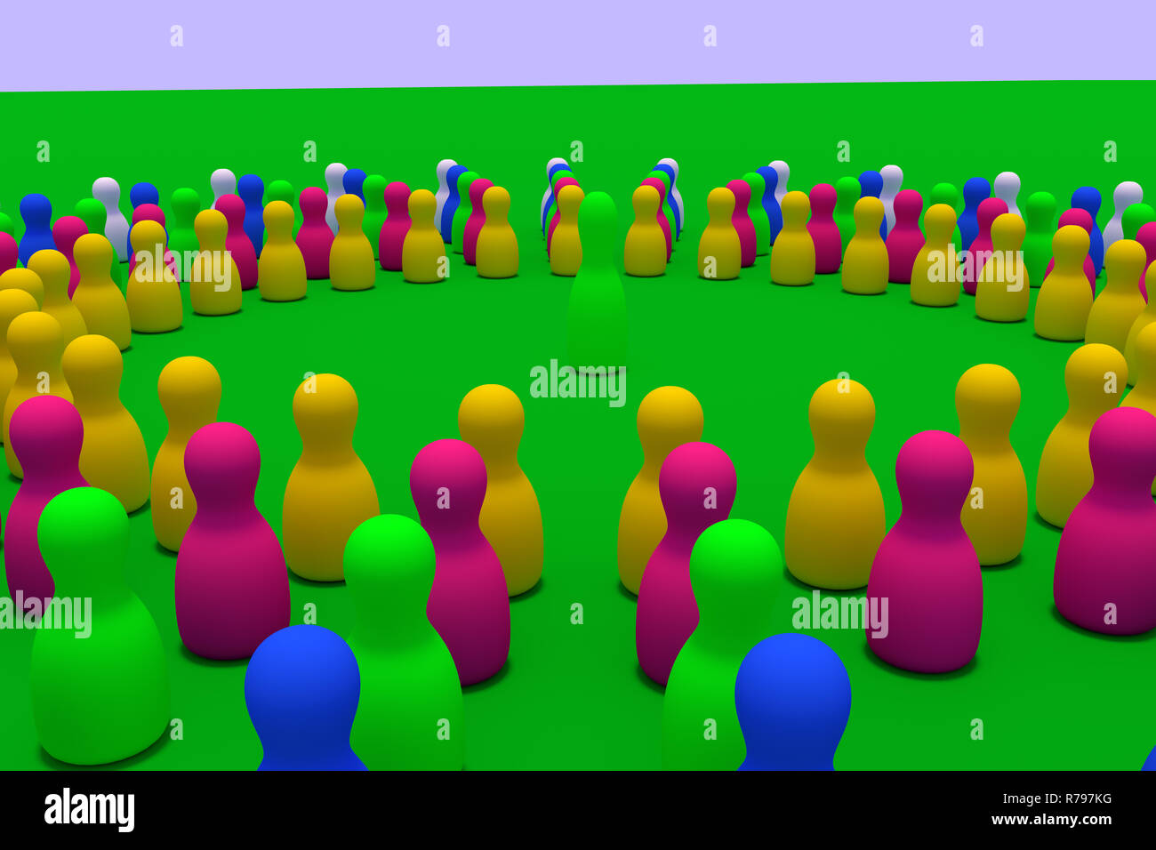 3d rendering of circles of colorful figures (bodies of revolution ...