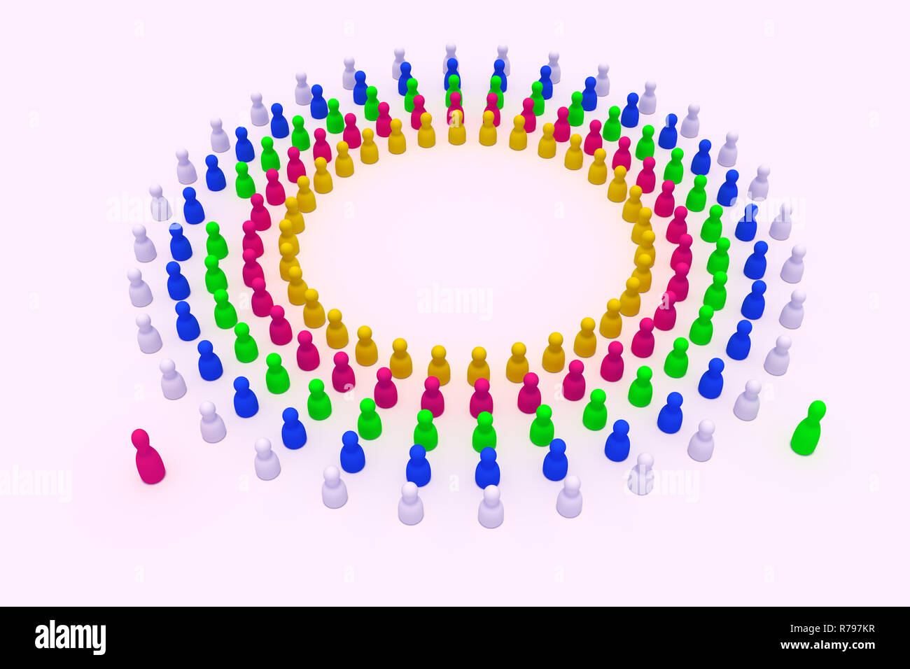 3d rendering of circles of colorful figures (bodies of revolution ...