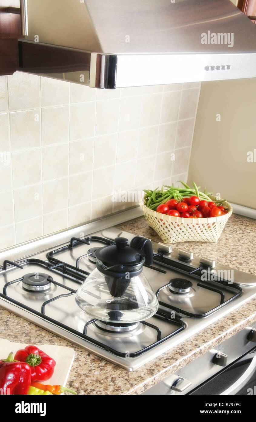 stove in domestic kitchen Stock Photo - Alamy