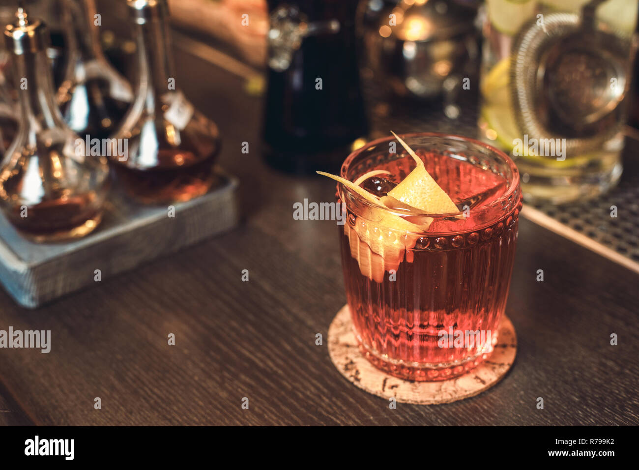 Cocktail isolated on bar counter top view Stock Photo - Alamy