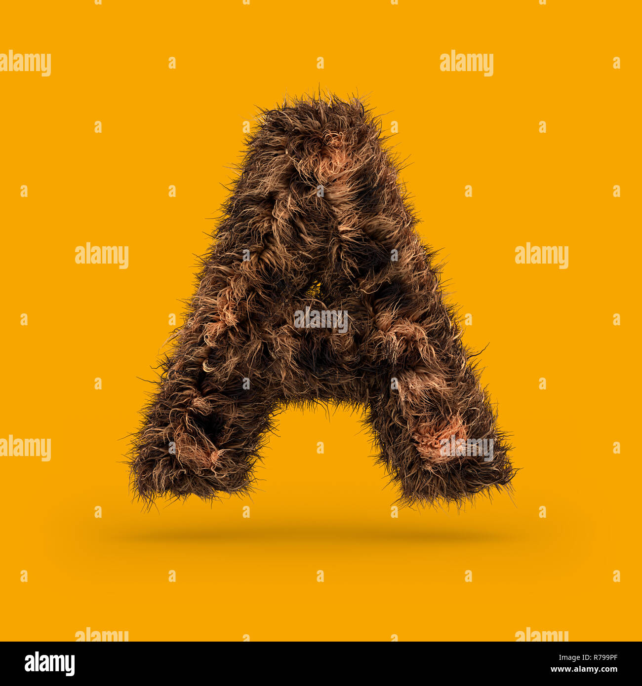 Uppercase fluffy and furry font made of fur texture for poster printing ...