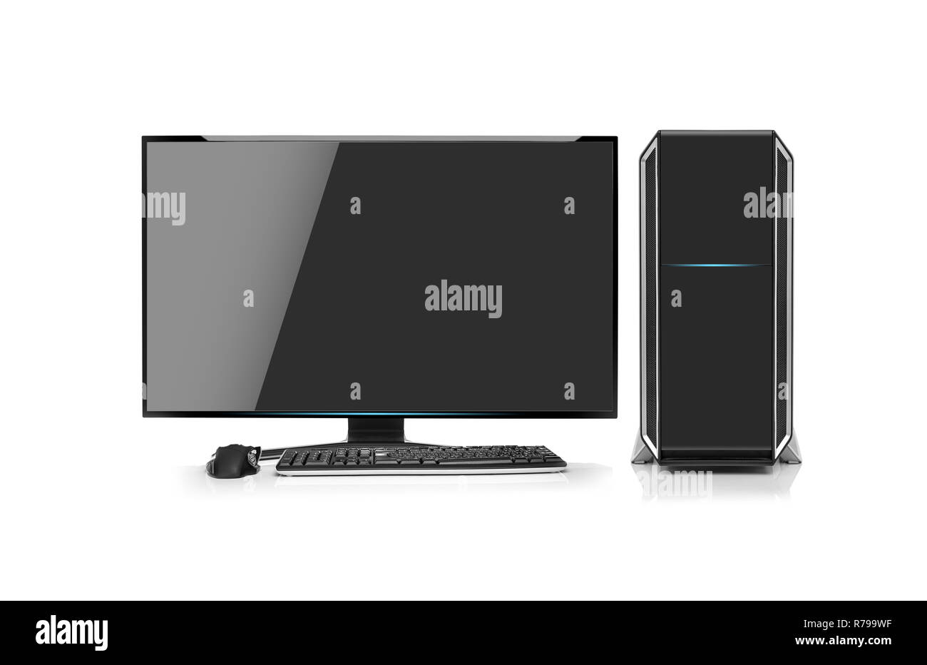 Desktop computer and keyboard and mouse on white Stock Photo - Alamy