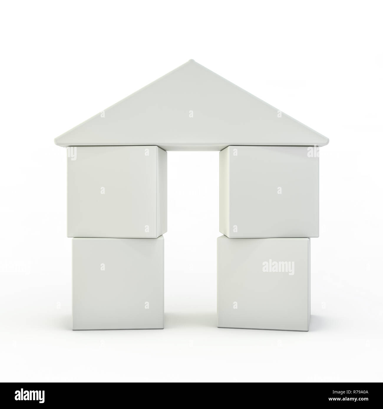 Toy plastic house model on white. 3D rendering Stock Photo - Alamy