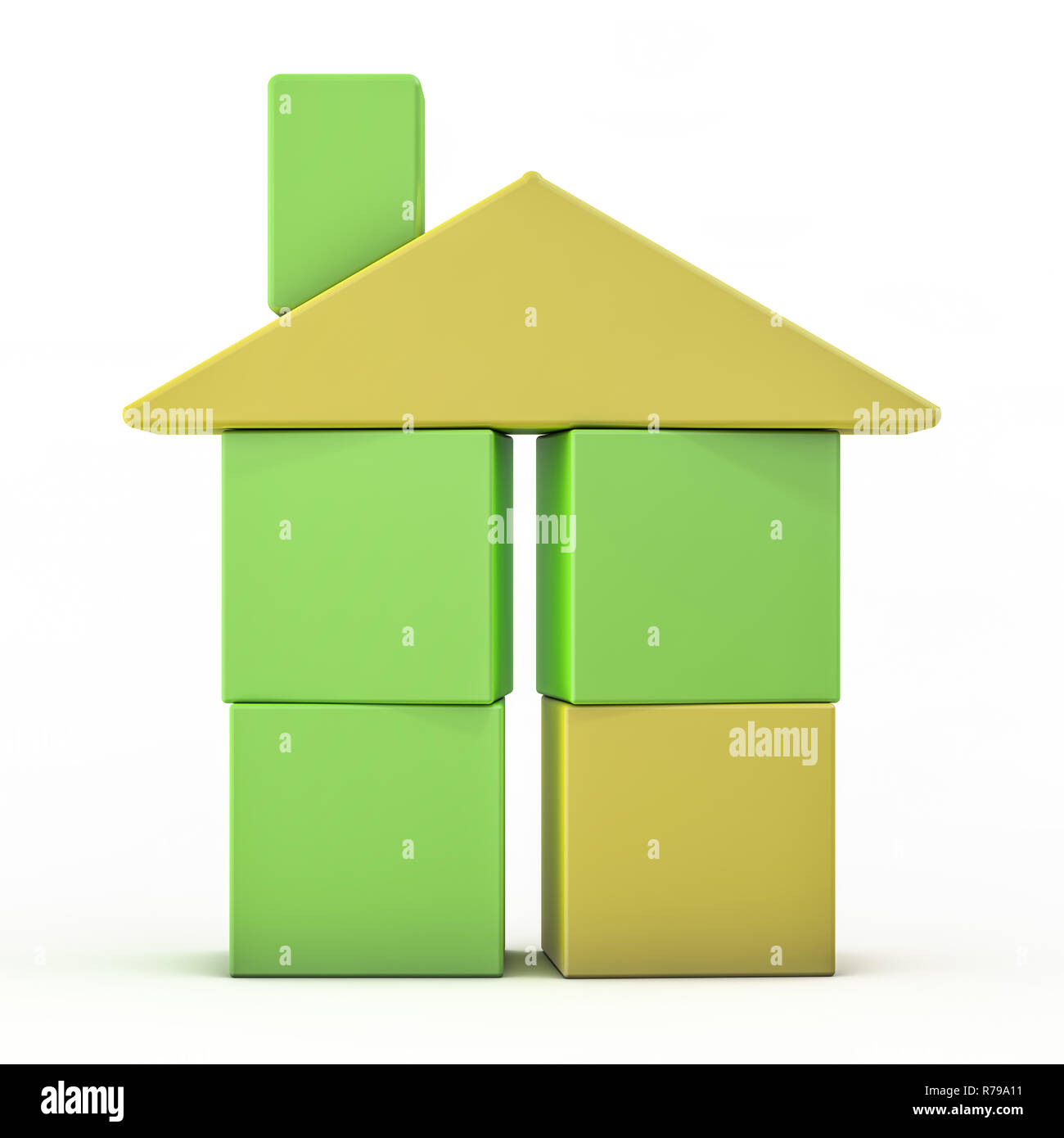Toy plastic house model on white. 3D rendering Stock Photo - Alamy