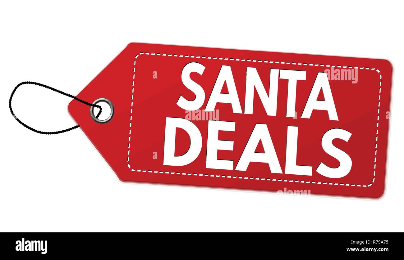 Santa deals label or price tag on white background, vector illustration ...