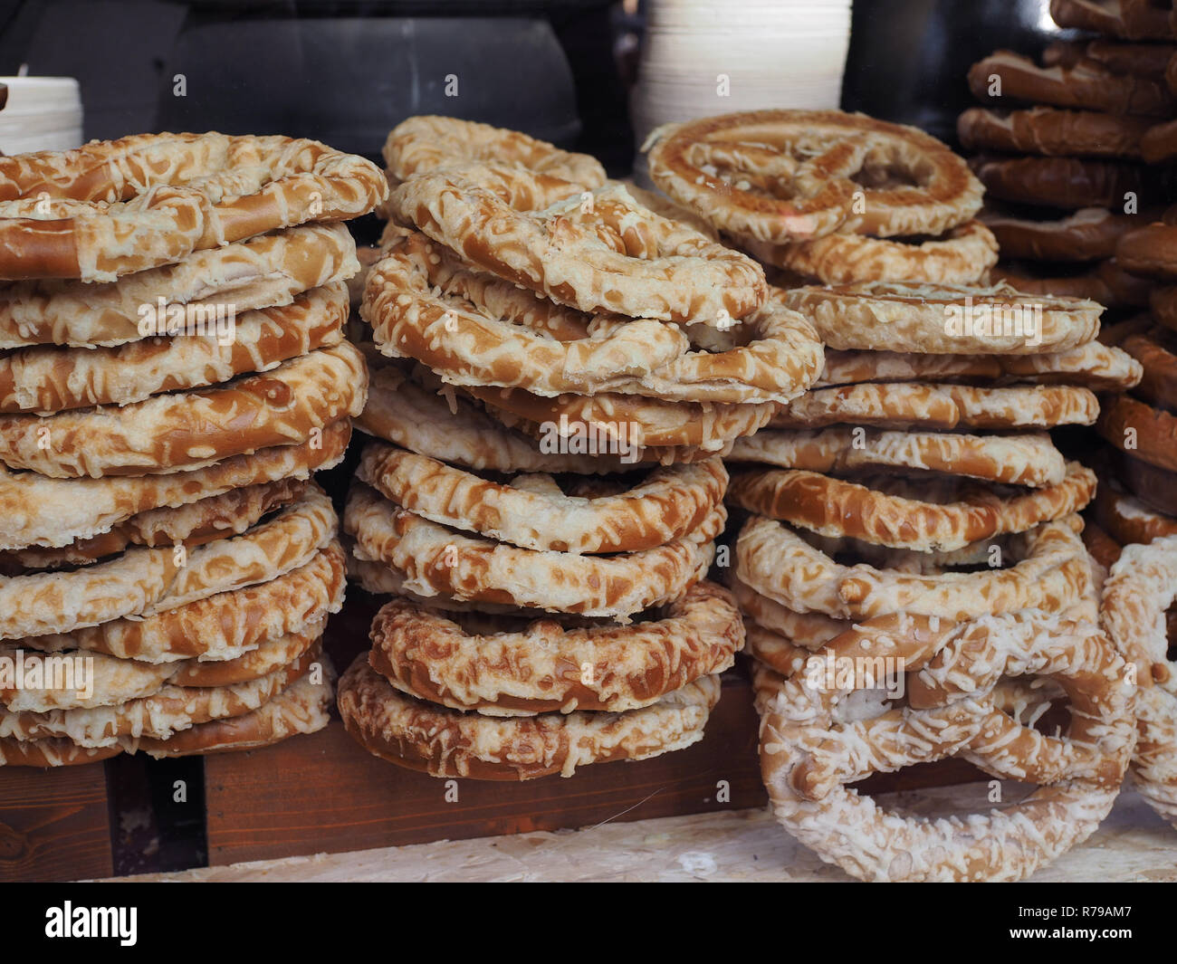 pretzel bread (aka Brezel or bretzel) baked food Stock Photo - Alamy