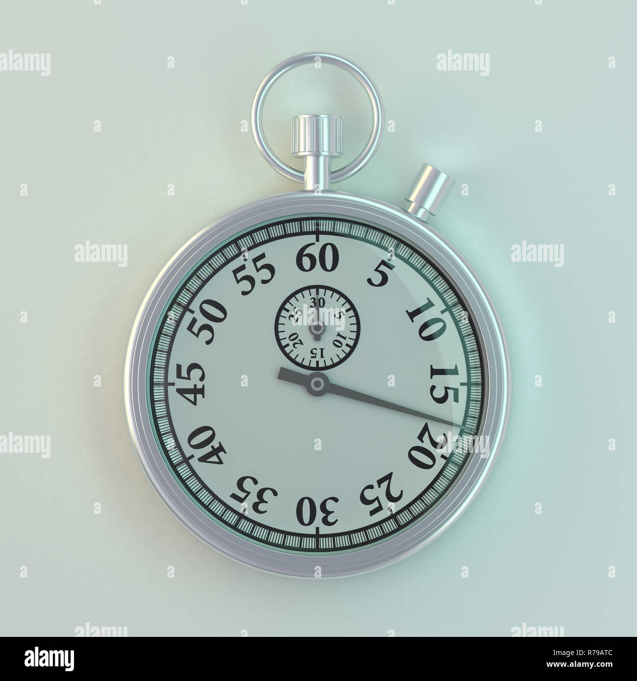 Analogue metal stopwatch on the white background. 3D rendering Stock ...