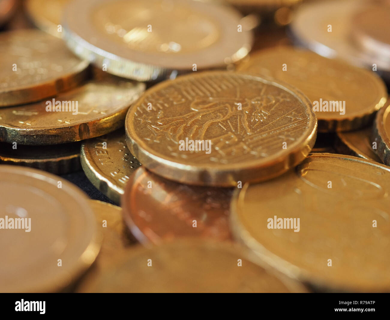 Euro coins money (EUR), currency of European Union useful as a ...