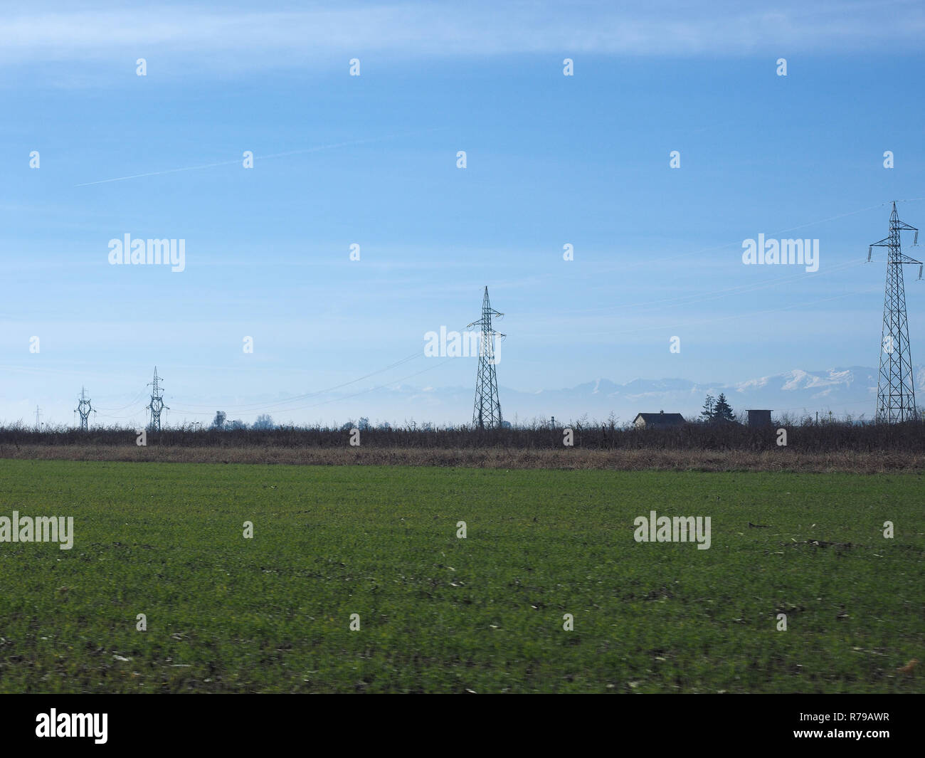 an electric power high voltage transmission line tower Stock Photo - Alamy