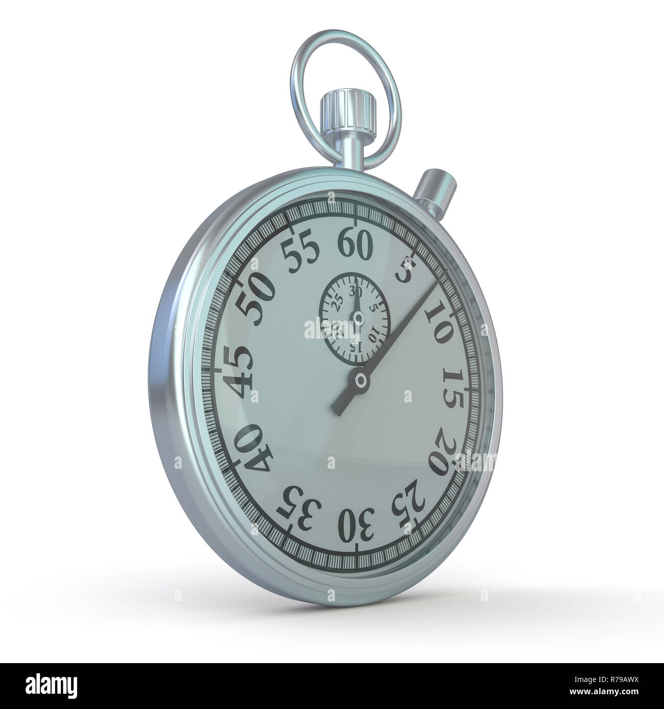 Analogue metal stopwatch on the white background. 3D rendering Stock ...
