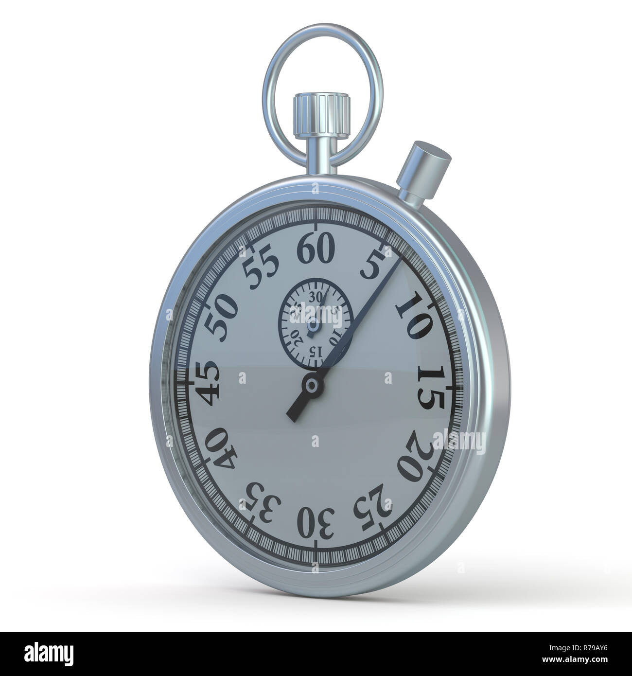 Analogue metal stopwatch on the white background. 3D rendering Stock ...