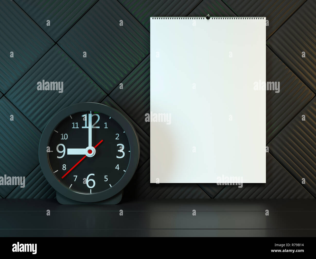 Blank wall calendar with spring. 3D rendering Stock Photo - Alamy