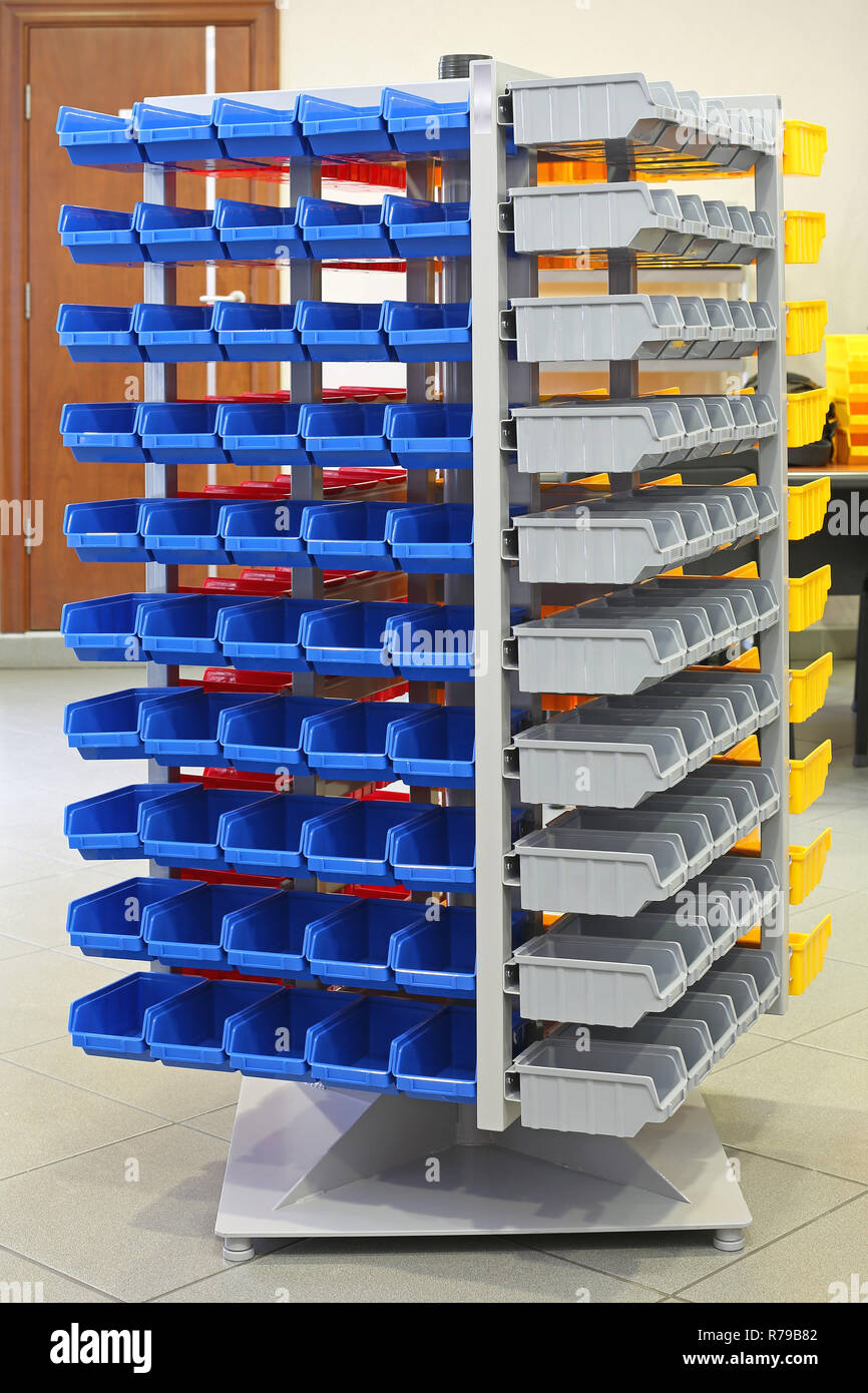 Plastic Tubs Shelf Stock Photo - Alamy