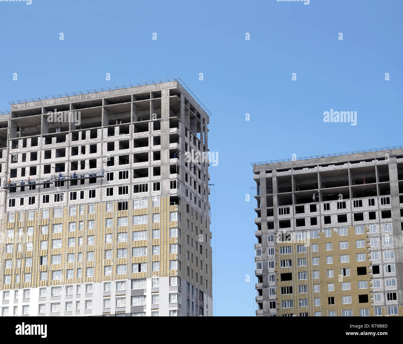 Process of construction high-rise modern apartment building with flat ...