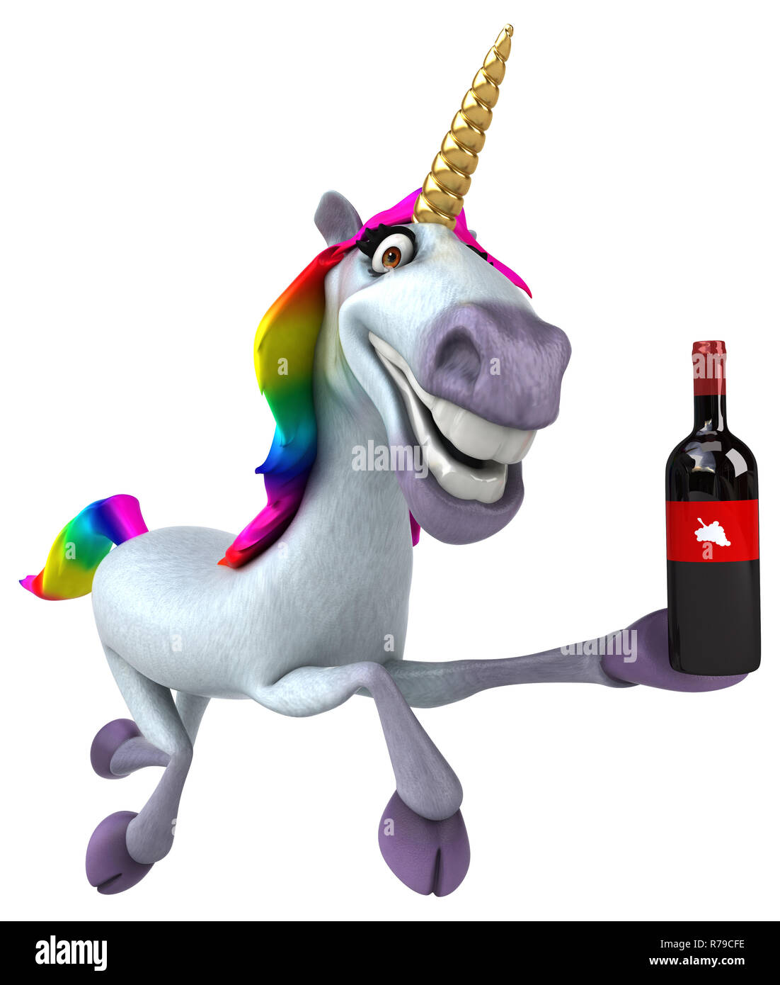 Fun unicorn - 3D Illustration Stock Photo - Alamy