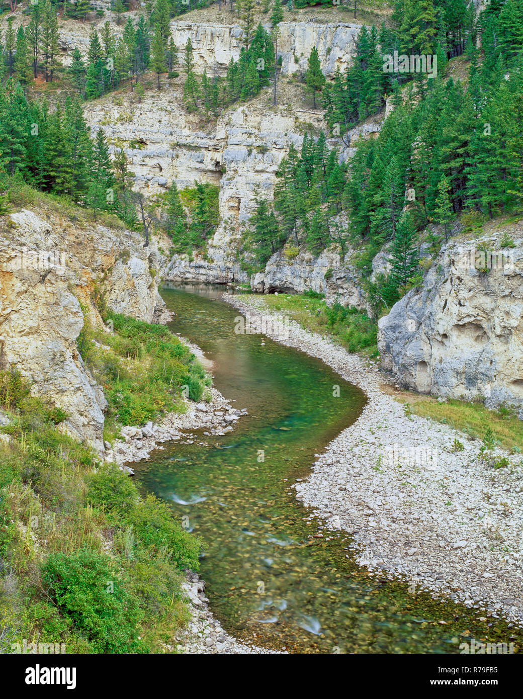 belt creek in a canyon of sluice boxes state park near monarch, montana ...