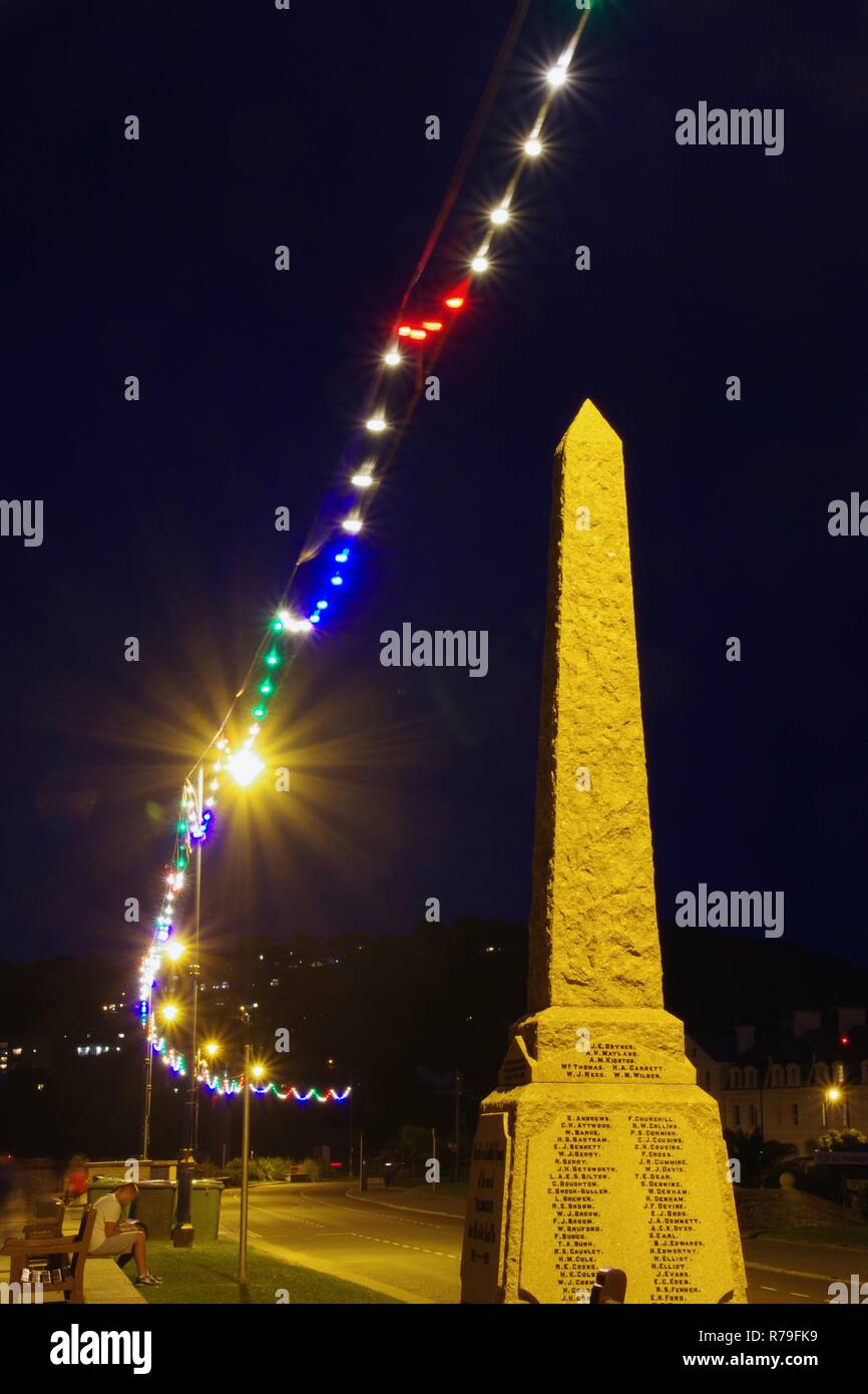 Teignmouth Promenade War Memorial Obelisk on a Summer's Night under ...