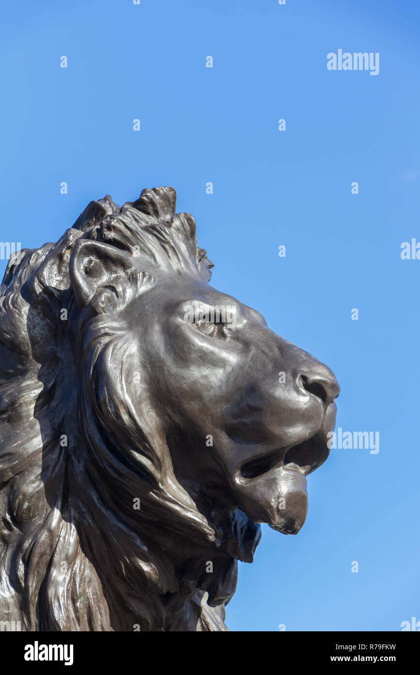 Lion statue at the Queeen Victoria memorial in front of Buckingham ...