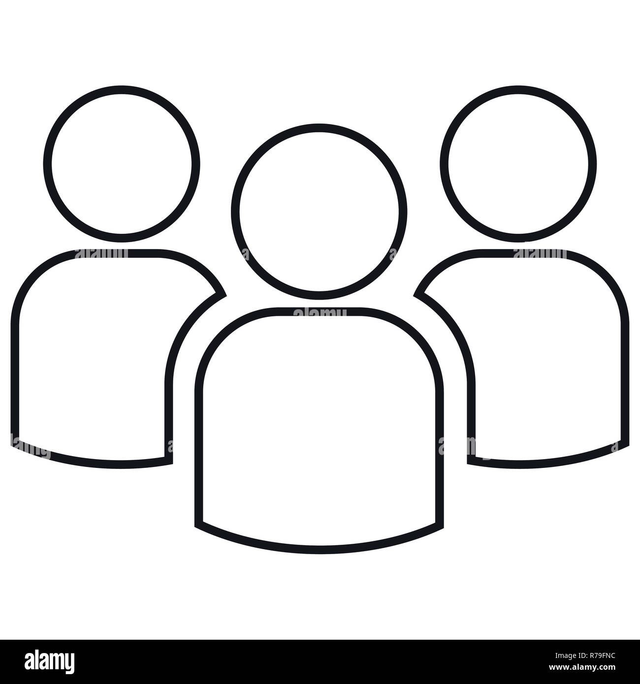 Icon of group of three people. Simple illustration. Isolated on a white ...