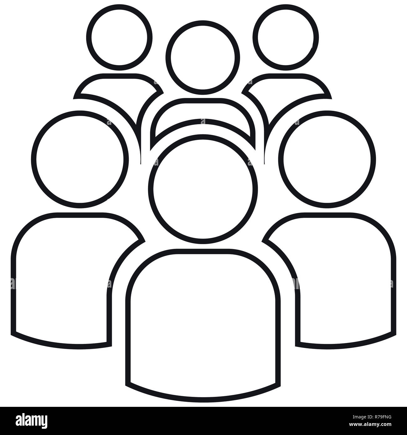 Icon of group of six people. Simple illustration. Isolated on a white ...