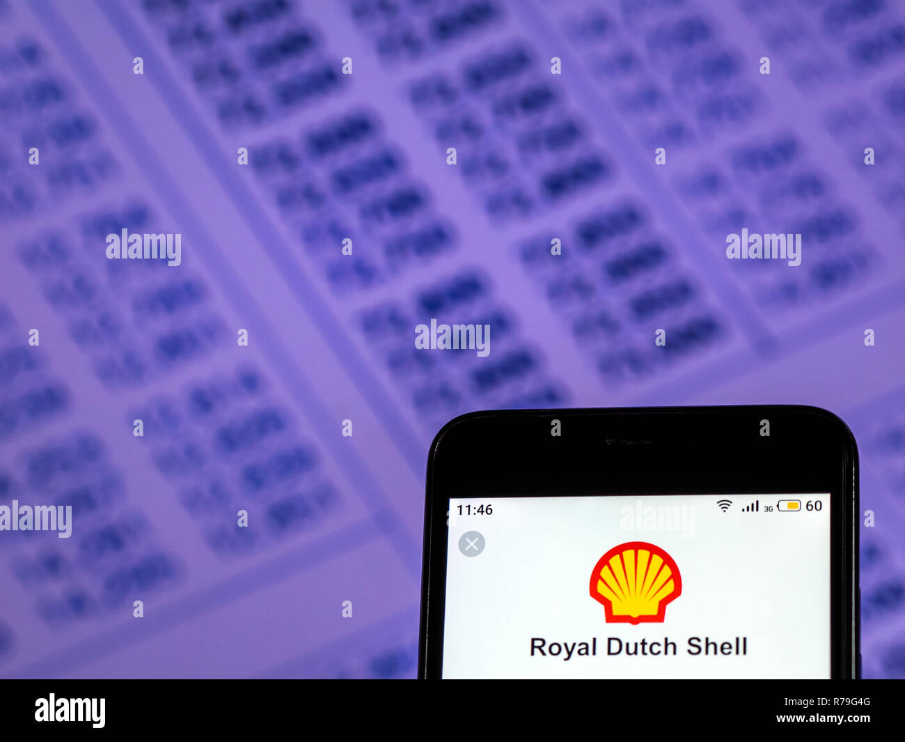 Royal Dutch Shell Oil industry company logo seen displayed on smart ...