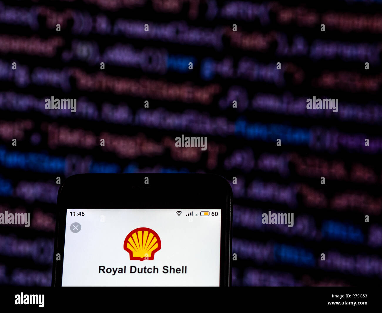 Royal Dutch Shell Oil industry company logo seen displayed on smart ...