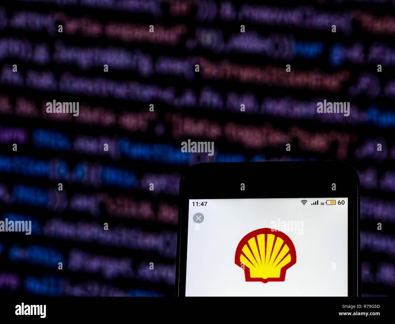 Royal Dutch Shell Oil industry company logo seen displayed on smart ...