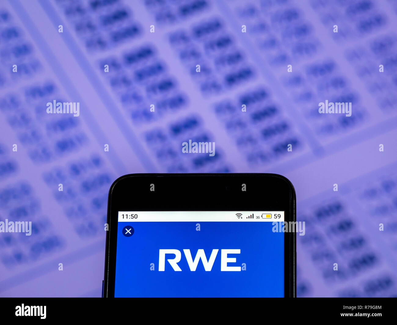 RWE AG German electric utilities company logo seen displayed on smart ...