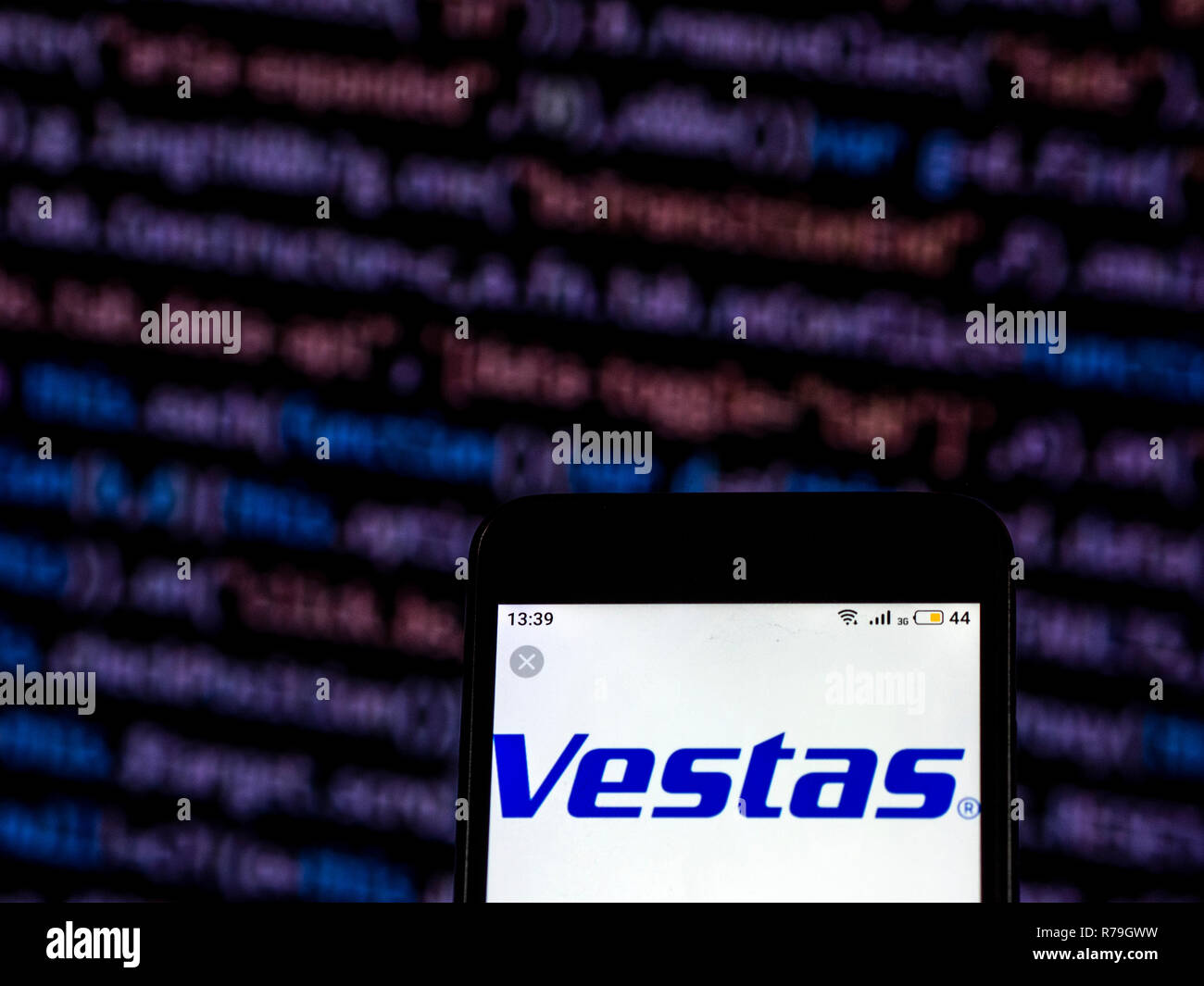Vestas Wind turbine company logo seen displayed on smart phone Stock ...