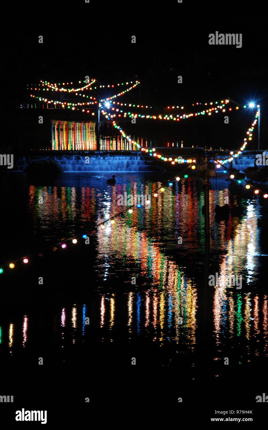 Fairy Lights over Dawlish Water Brook on a Summer Night. Traditional ...