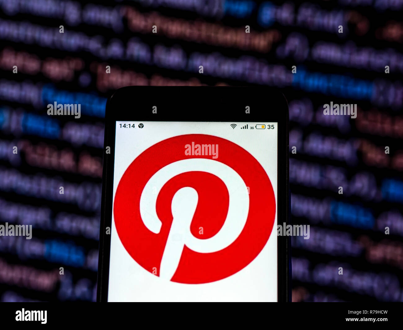 Pinterest Social network logo seen displayed on smart phone Stock Photo ...