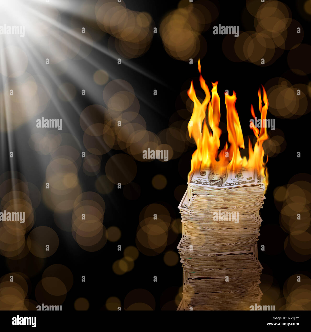 Burning heap of money hi-res stock photography and images - Alamy