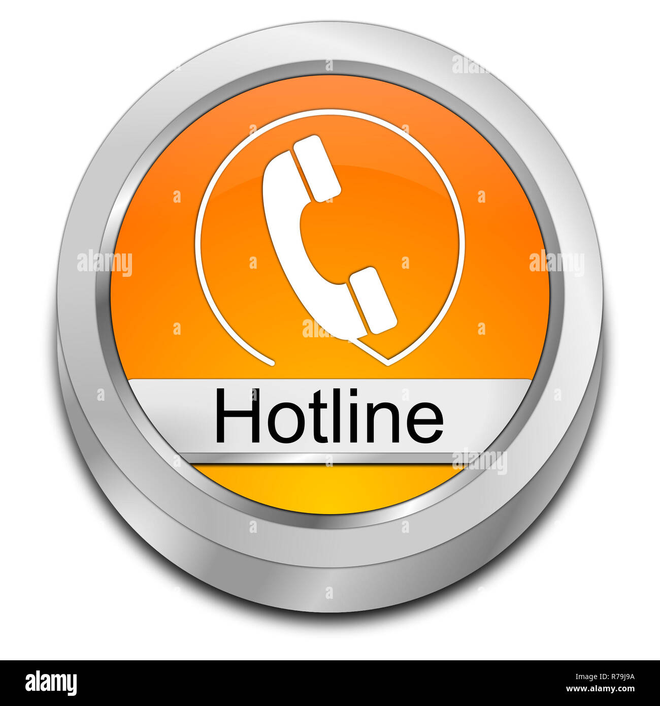 orange Hotline Button - 3D illustration Stock Photo - Alamy