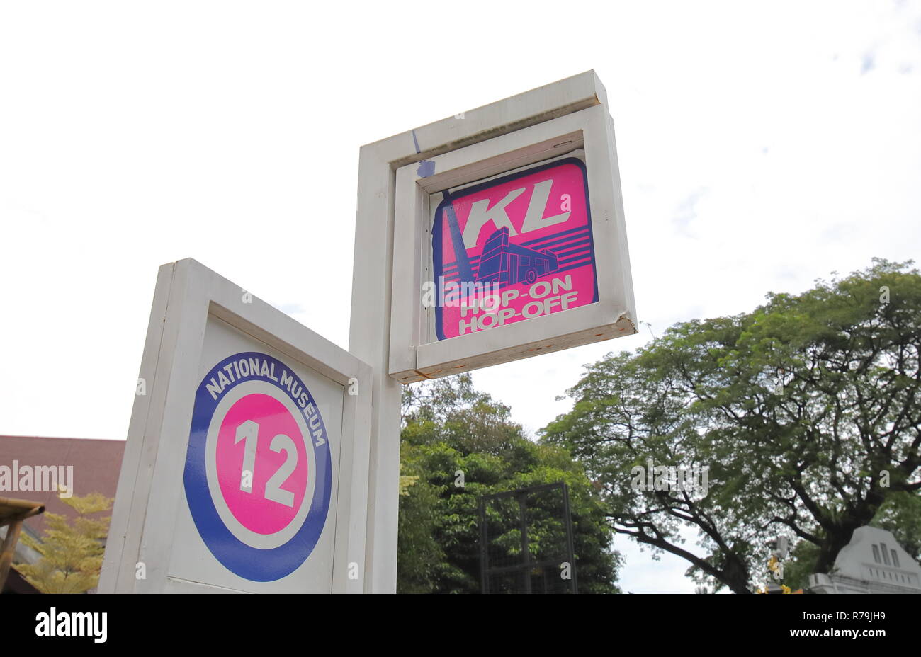 Hop on hop off tourist bus stop sign in Kuala Lumpur Malaysia Stock ...