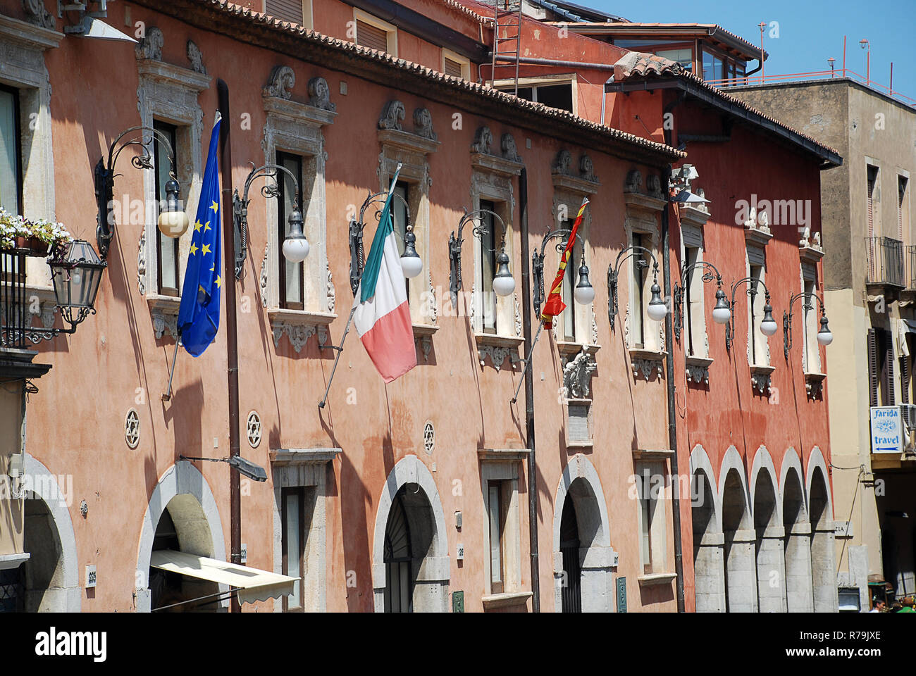Typical historic building in Taormina, Sicily, Italy Stock Photo - Alamy