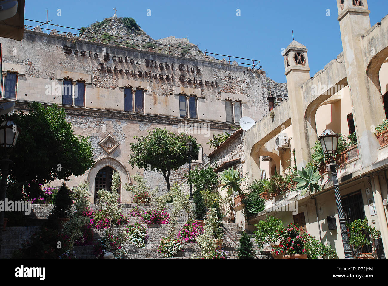 Typical historic building in Taormina, Sicily, Italy Stock Photo - Alamy