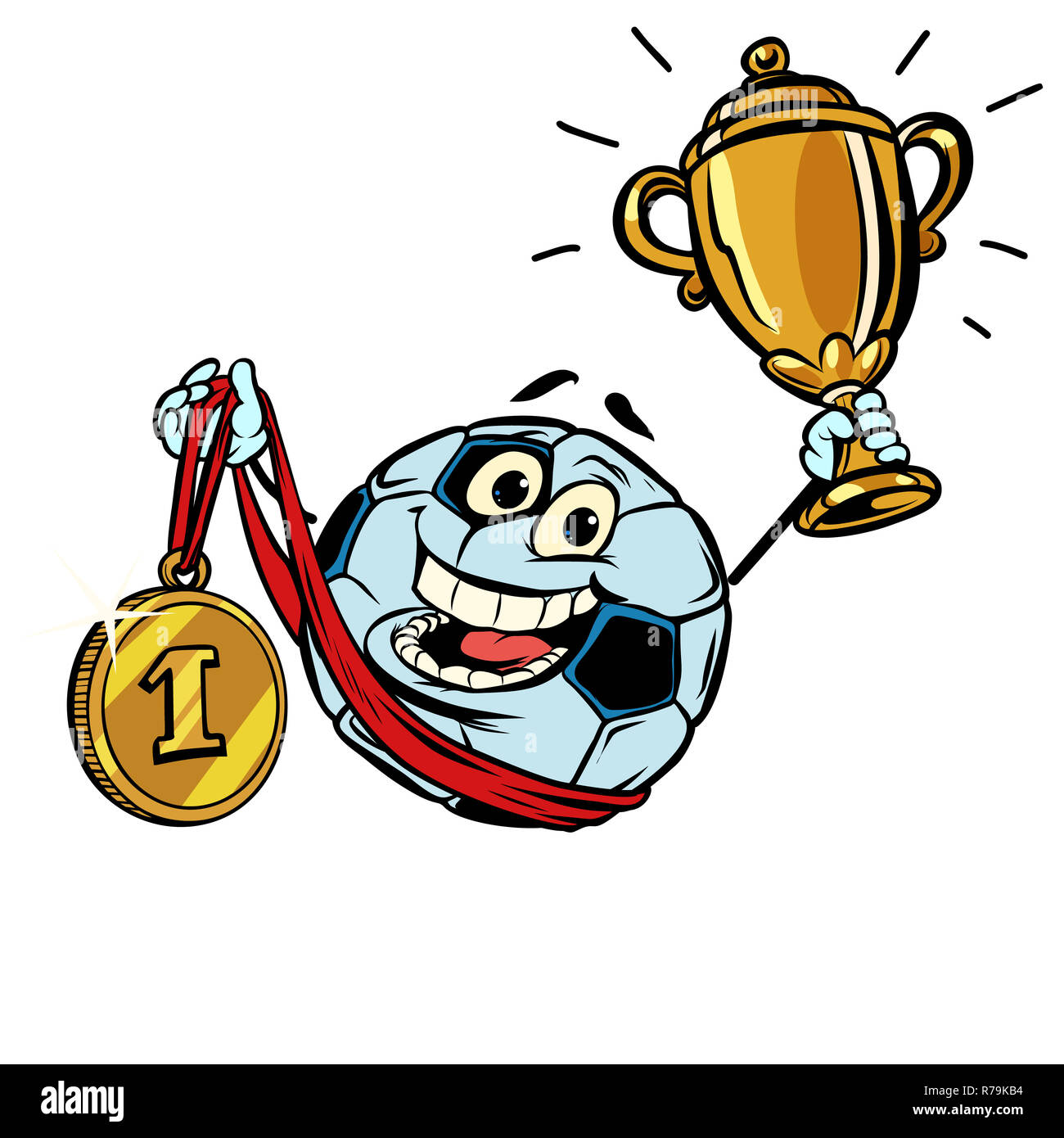first place gold medal. Character soccer ball football. isolate Stock ...