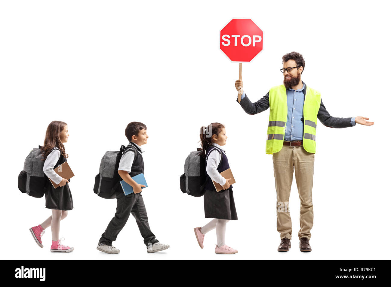 School children walking line hi-res stock photography and images - Alamy