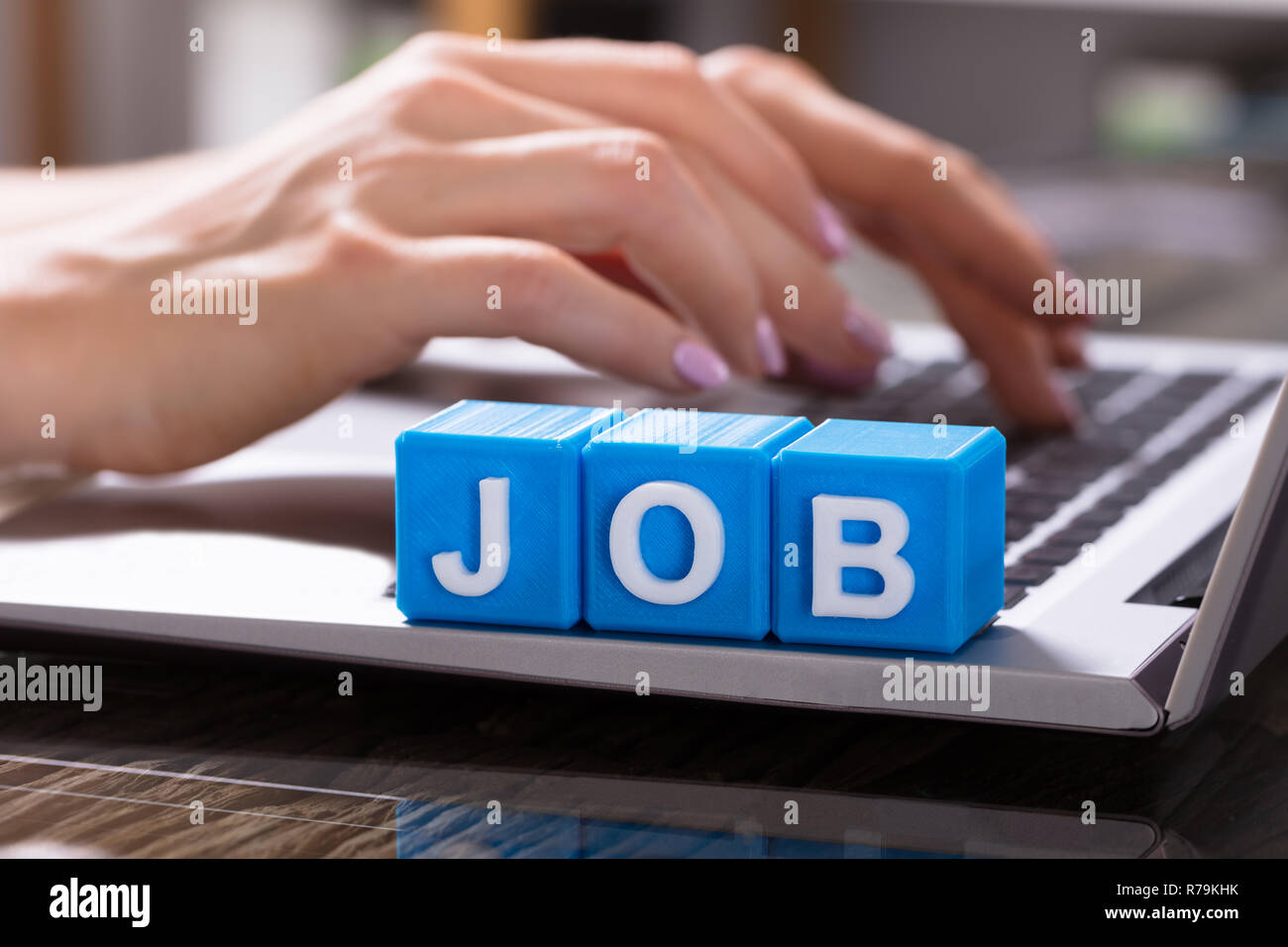 Blue Cubic Blocks With Job Word Stock Photo - Alamy