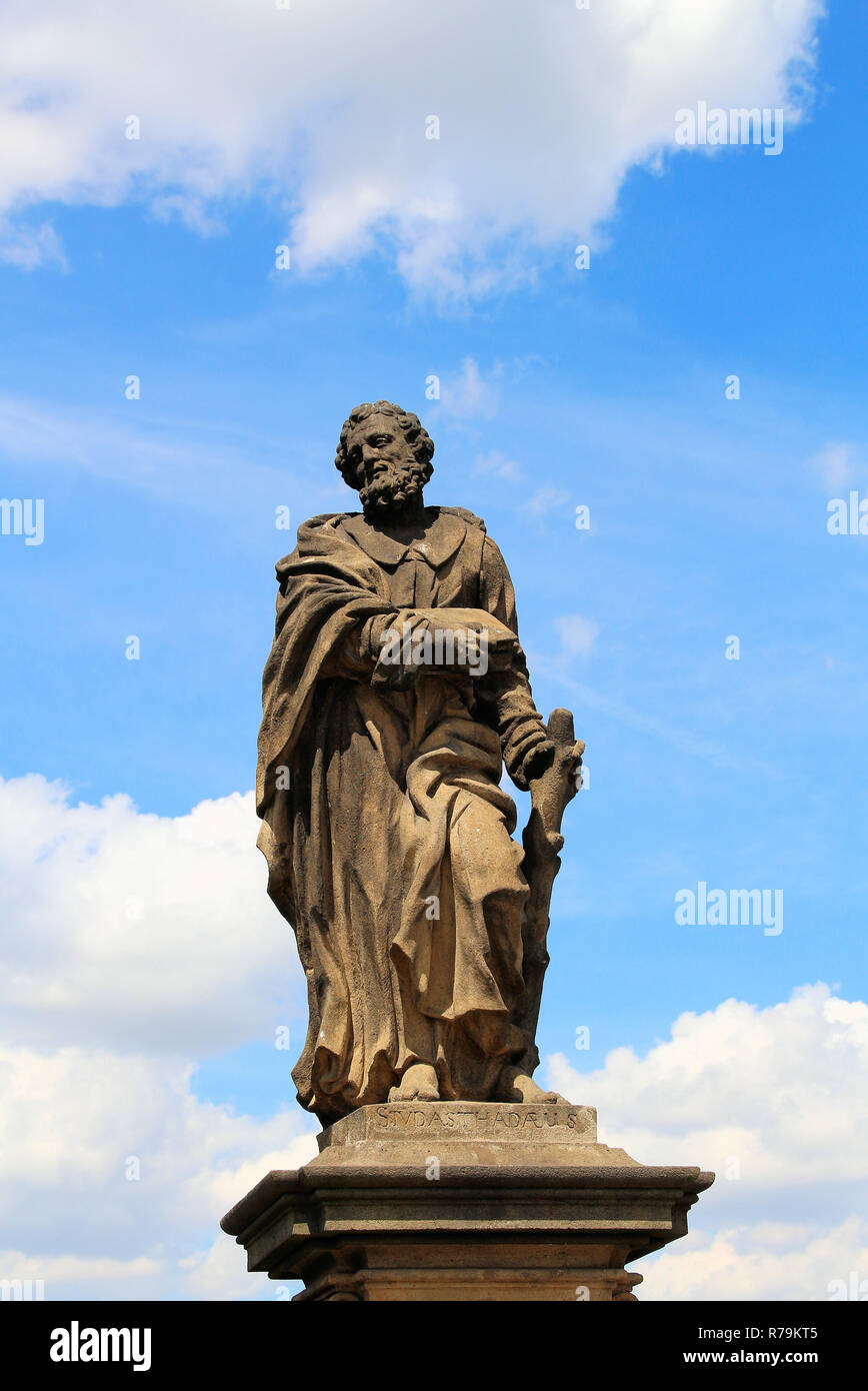 statue of saint jude thaddeus on charles bridge in prague Stock Photo ...