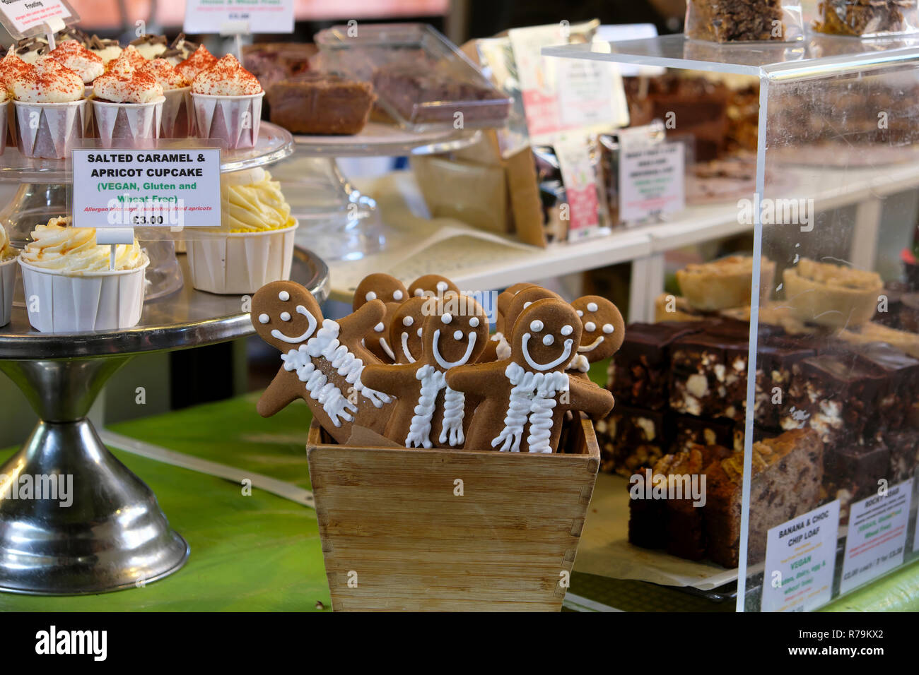 Gingerbread men for sale at a baked goods stall in Borough Market in ...