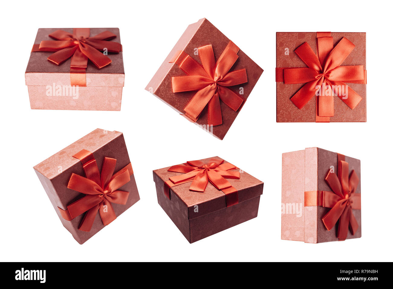 Set of red festive boxes isolated on white background Stock Photo - Alamy