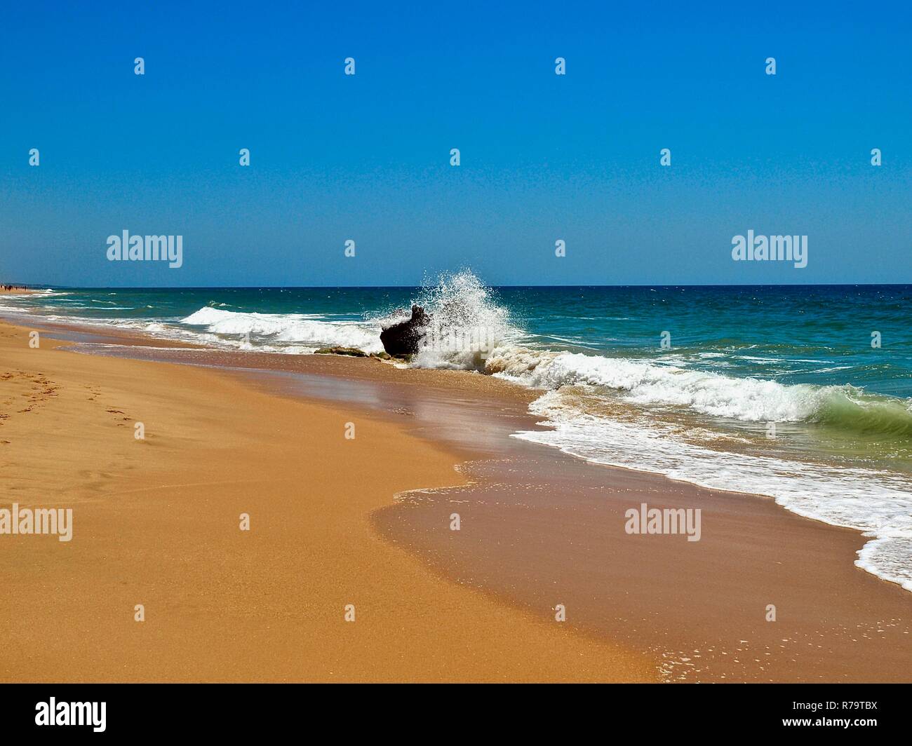 Beautiful beach in Albufeira at the Alagrve coast of Portugal Stock ...
