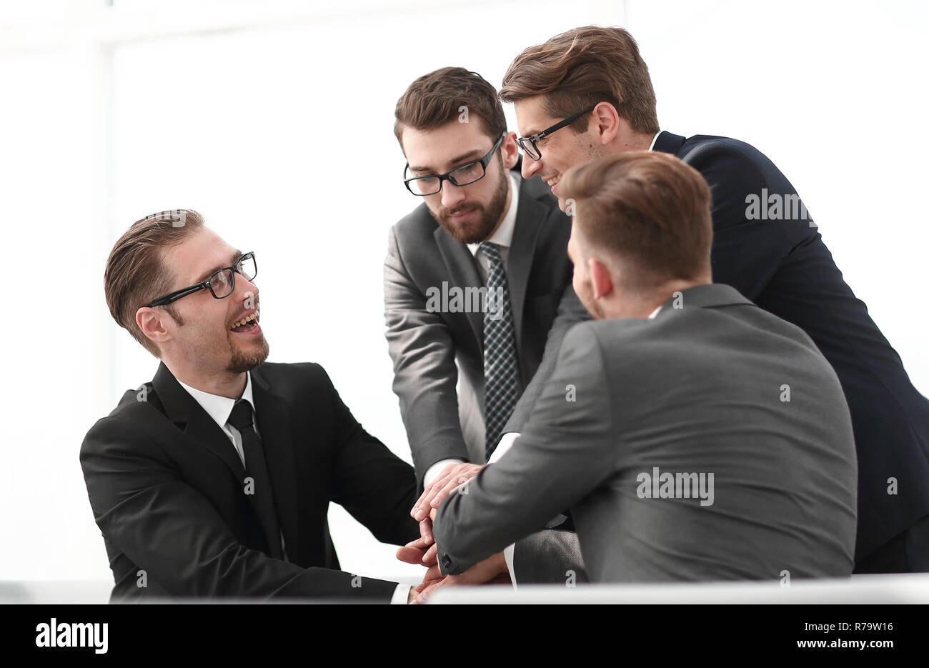 business partners gesture show their unanimity Stock Photo - Alamy