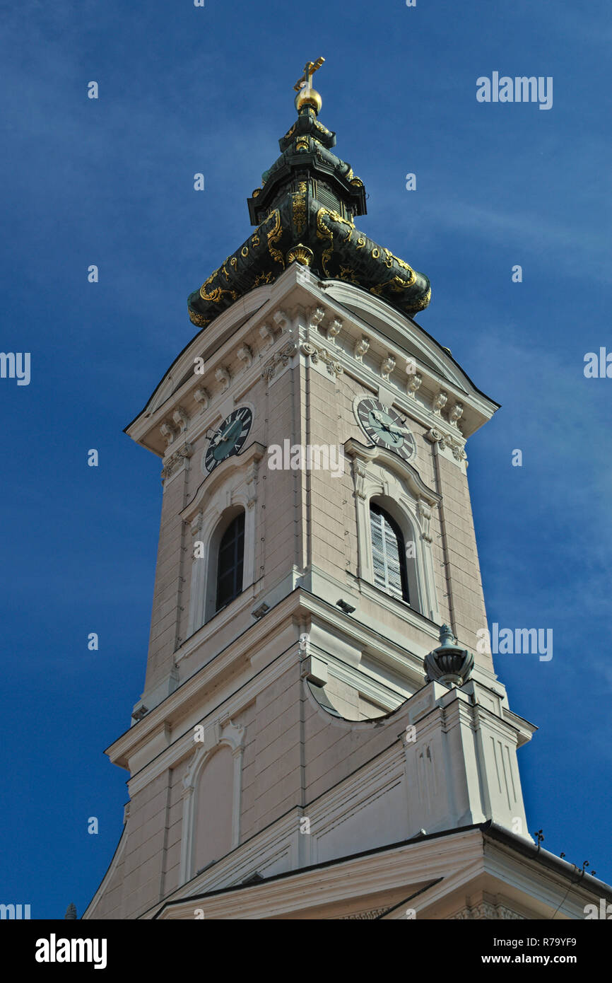 Tower on Orthodox cathedral in Pasiceva street, Novi Sad, Serbia Stock ...