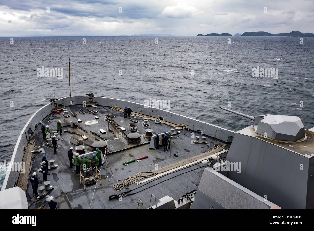 SEA OF JAPAN (May 10, 2017) Deck department personnel perform an anchor ...