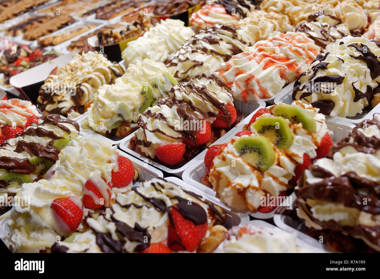Closeup sweet cream chocolate dessert Stock Photo - Alamy