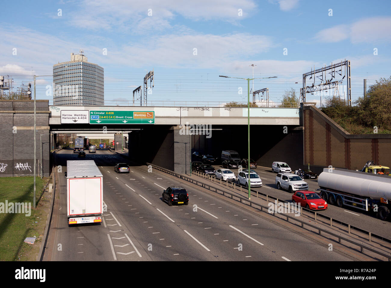 Traffic on the North Circular Road in London Stock Photo - Alamy