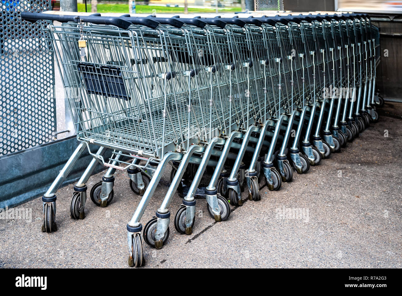 Shopping carts in a row Stock Photo - Alamy