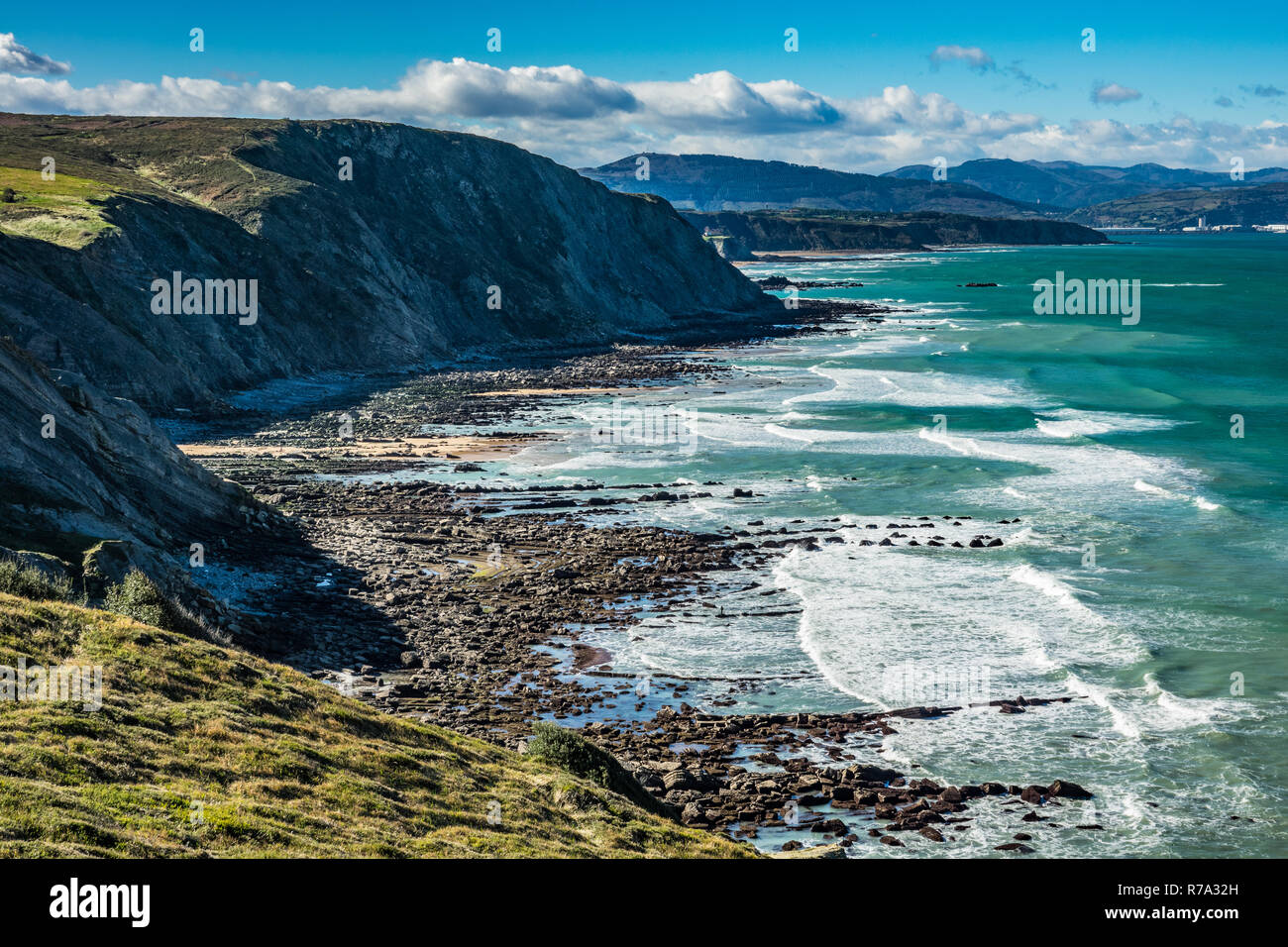 Detail of the coast cliffs in Barrika, Basque Country Stock Photo - Alamy